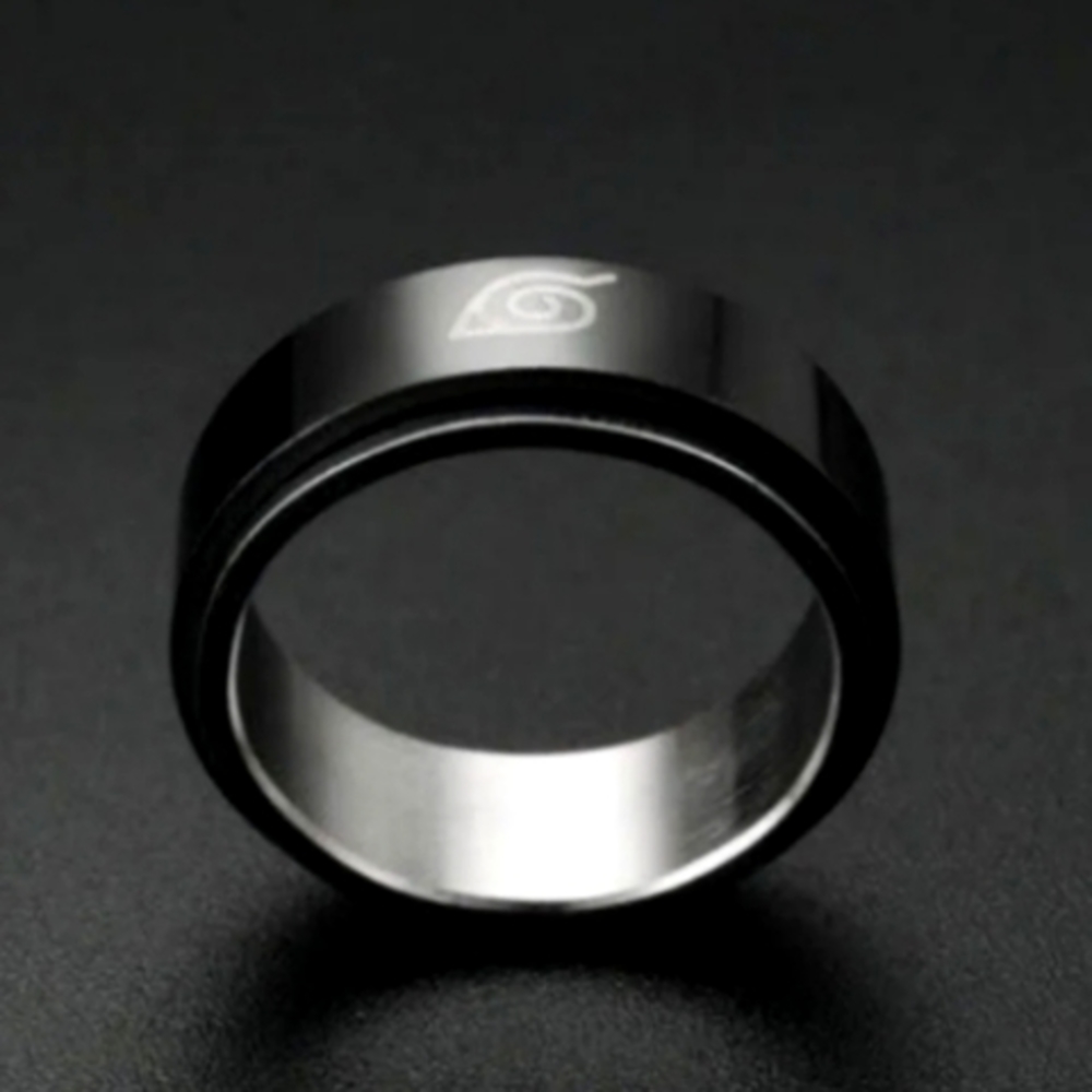 Naruto Anime Stainless Steel Men's Ring Size 8mm Blac… - Gem